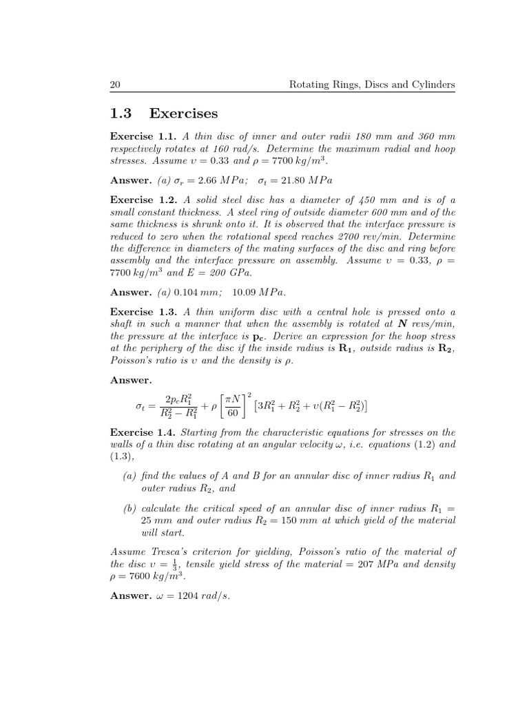 TUT - 4 Rotating Discs | PDF | Stress (Mechanics) | Strength Of Materials