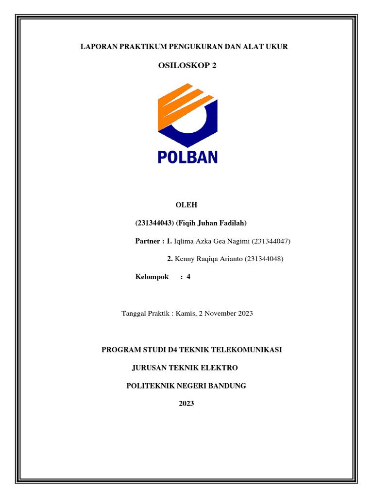 LaporanPraktek Osiloskop2 FiqihJuhanFadilah (231344043) 1B-TNK | PDF