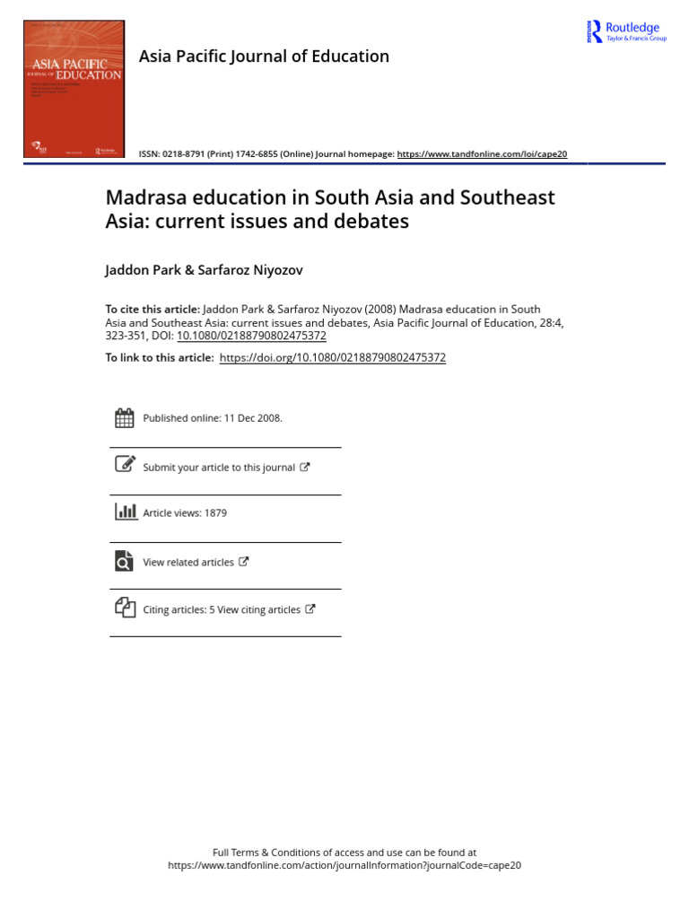 Madrasa Education in South Asia and Southeast Asia Current Issues and ...