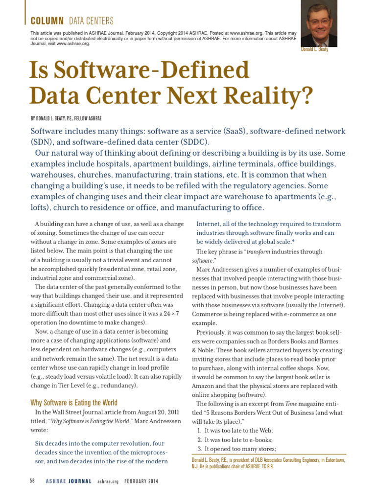 2014 02 Data Centers - Is Software-Defined Data Center Next Reality - Beaty | PDF | Computing ...
