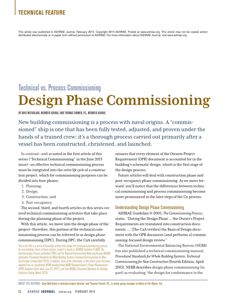 2014 02 Technical Feature - Technical vs. Process Commissioning Design ...