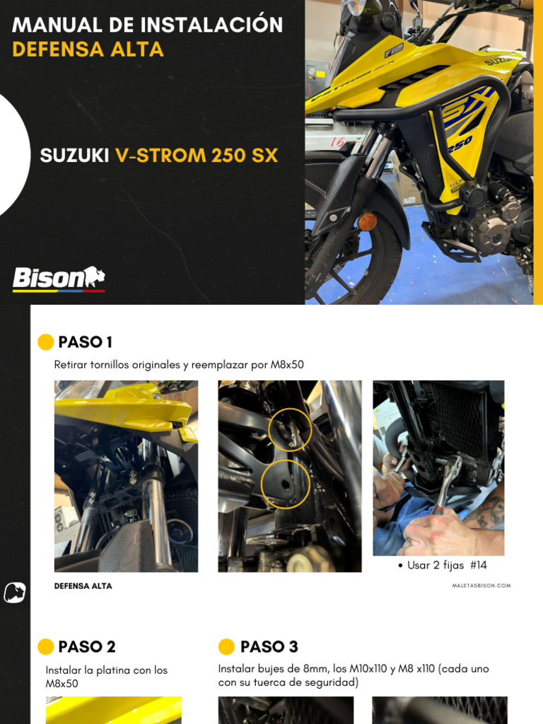 Bison Manual de Instalación Defensa Alta V-Strom 250 SX | PDF