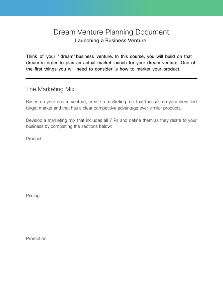 Dream Venture Marketing and Business Plan | PDF | Marketing | Brand