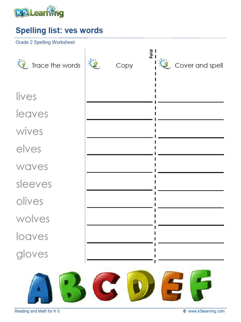 Grade 2 Spelling: 'ves' Words | PDF