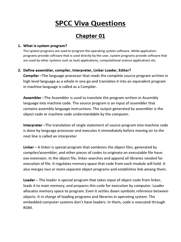 SPCC VIVA | PDF | Parsing | Computer Program