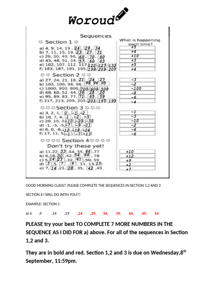 activity - complete the sequences | PDF