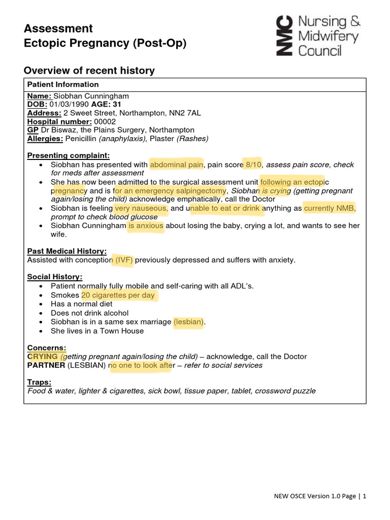 ECTOPIC PREGNANCY (POST-OP) CASE COMPILATION | PDF | Pain | Nursing