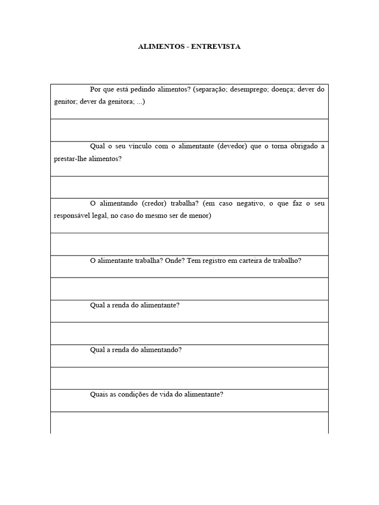 Alimentos - Entrevista | PDF