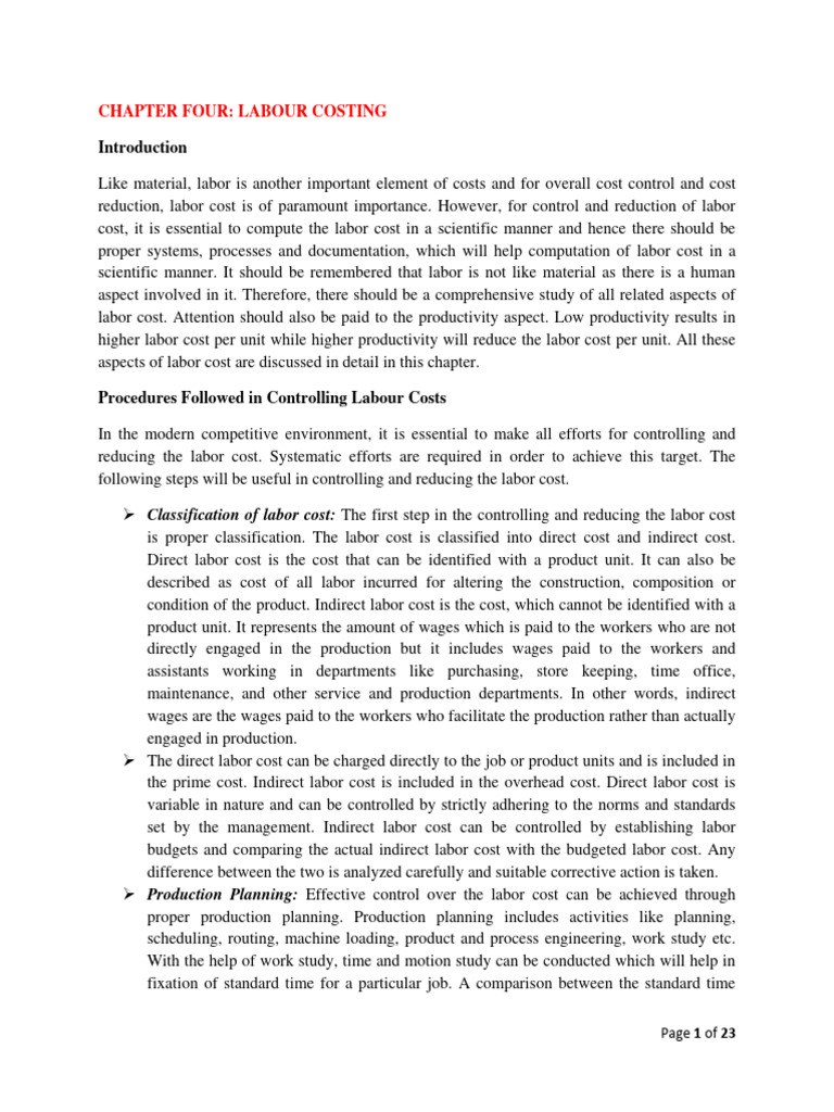 Effective Labor Cost Control Strategies | PDF | Cost Of Living | Labour ...