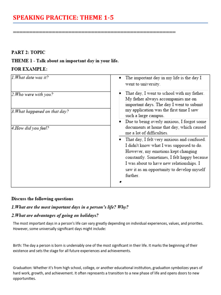 SPEAKING PRACTICE FOR DL27.12 HA4. + | PDF | Friendship | Occupational ...