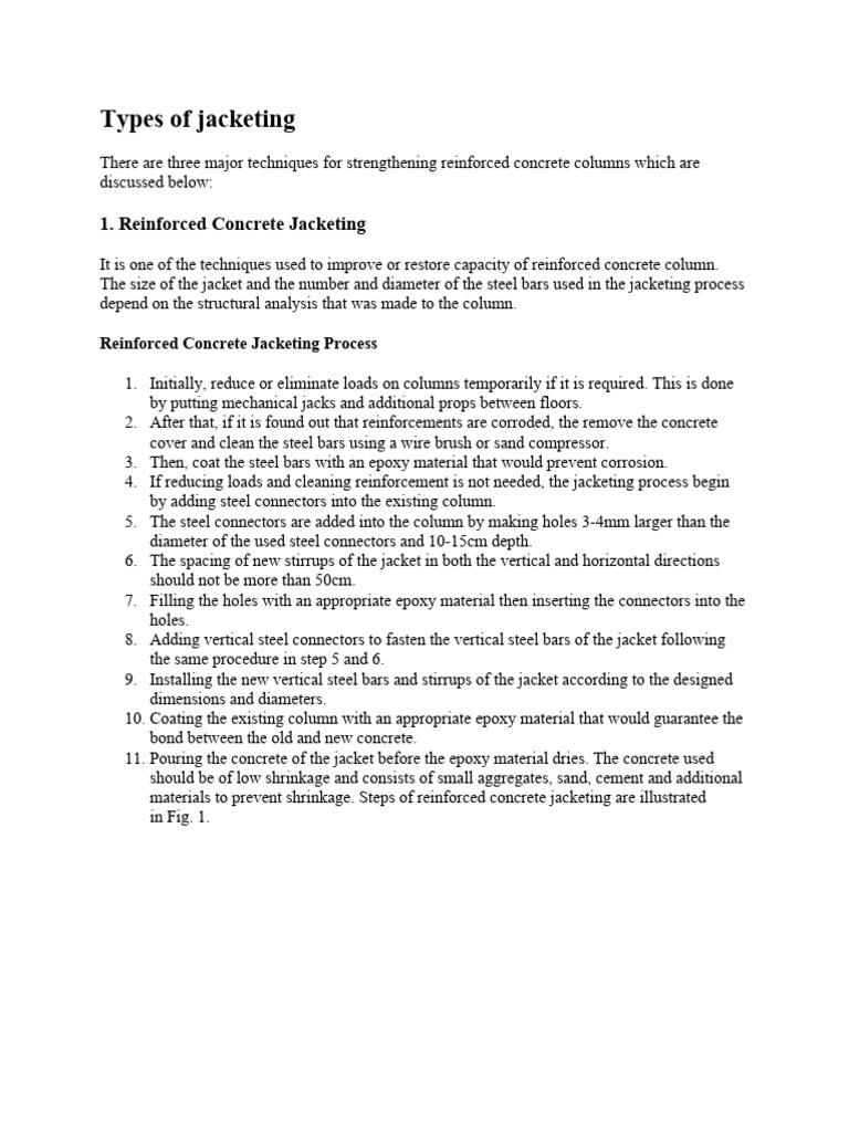 Types of Jacketing | PDF | Reinforced Concrete | Concrete