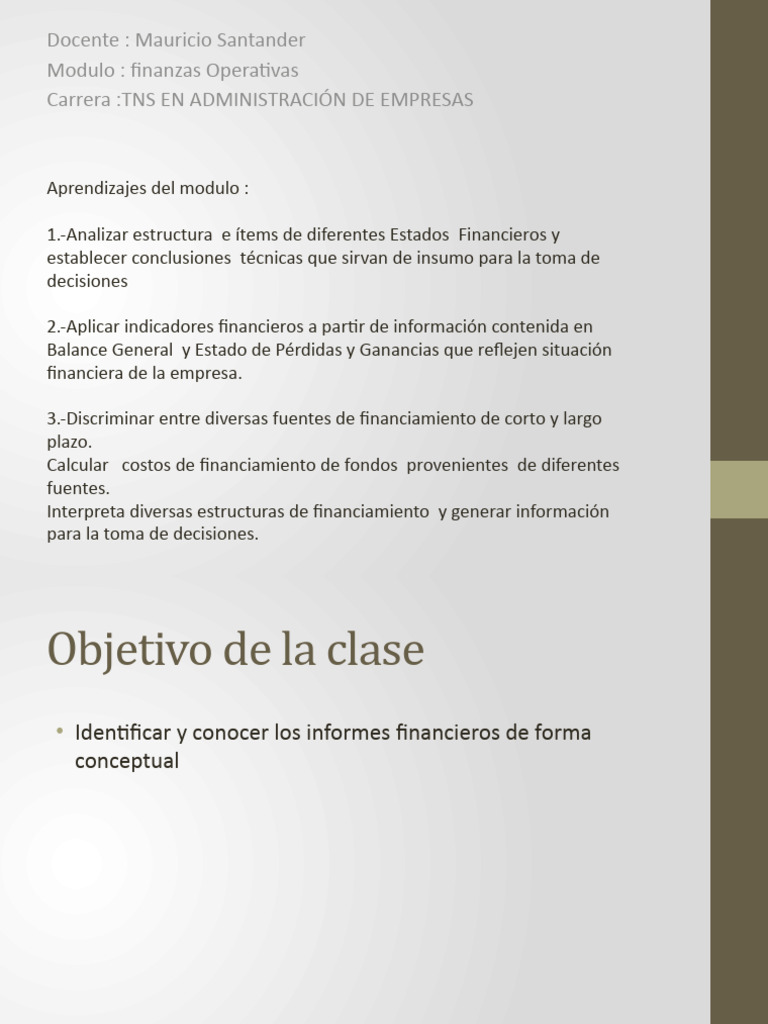 Clase Finanzas Operativas Cftpucv Semana 1 2024 | PDF | Estado ...