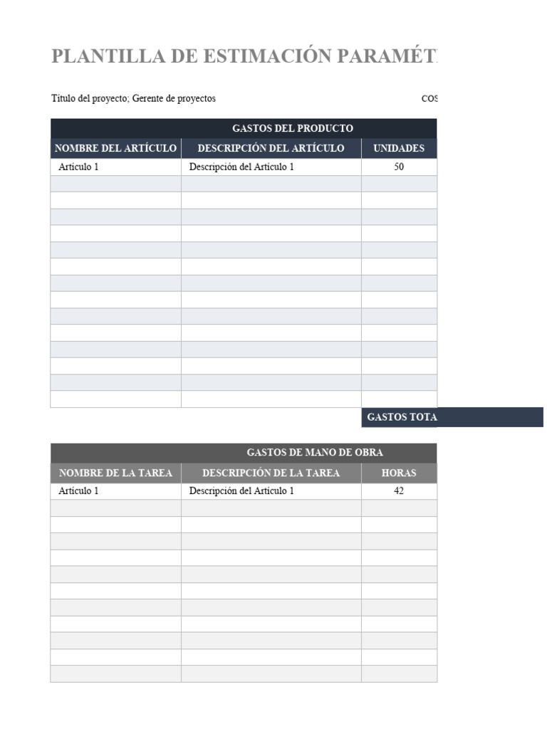 Ic Parametric Project Cost Estimation 27739 Es Pdf