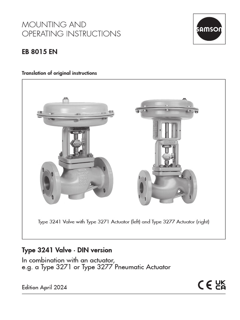 EB 8015 EN: Translation of Original Instructions | PDF | Valve | Actuator