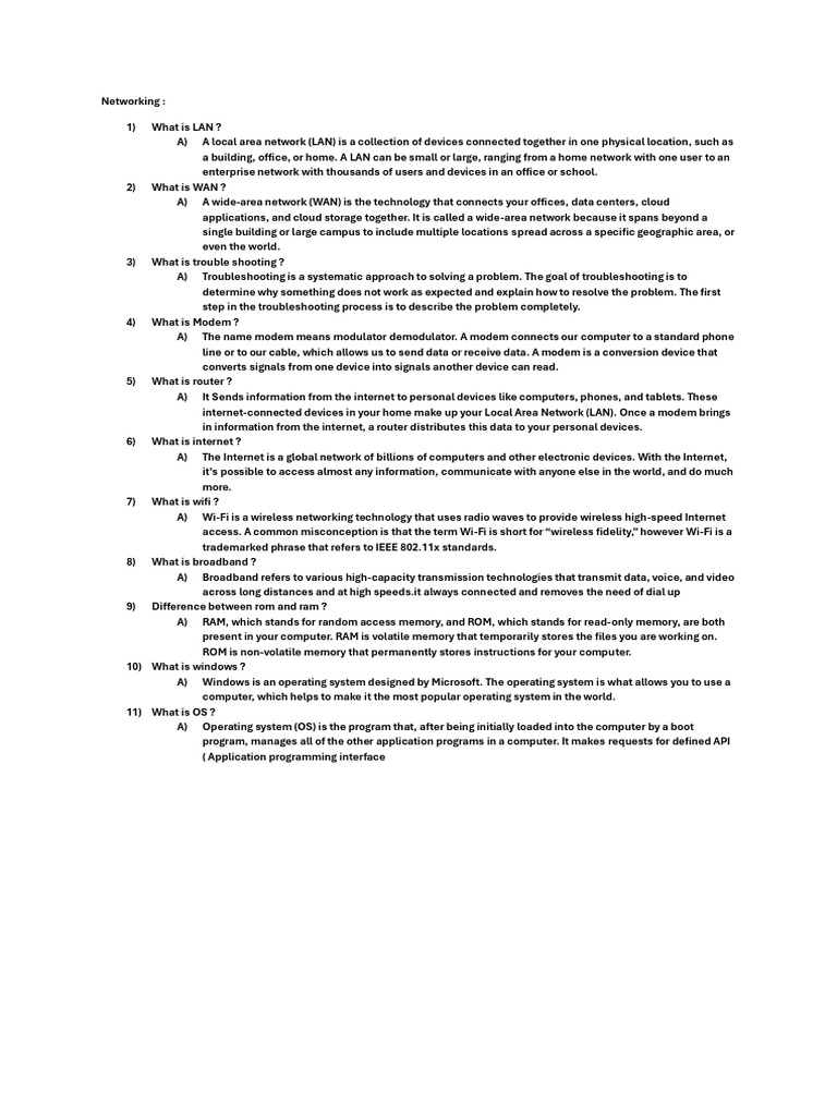 Networking Questions | PDF | Computer Network | Local Area Network
