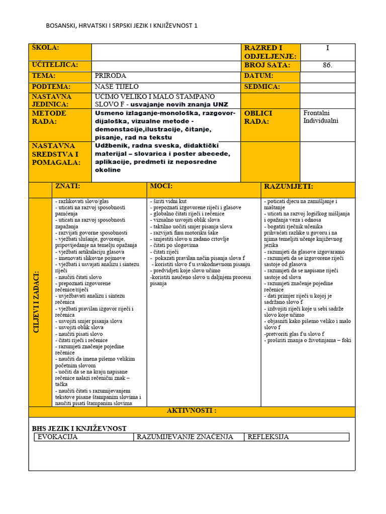 Učimo Slovo F | PDF