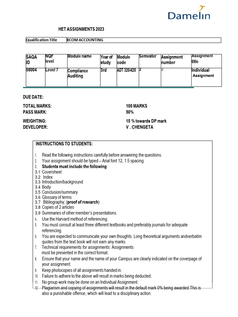 Compliance Auditing Assignment 2 Question Paper | PDF | Plagiarism ...