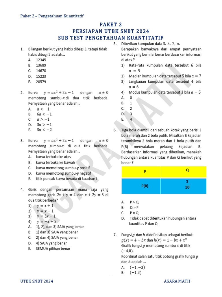 PAKET 2 Pengetahuan Kuantitatif SNBT 2024 | PDF