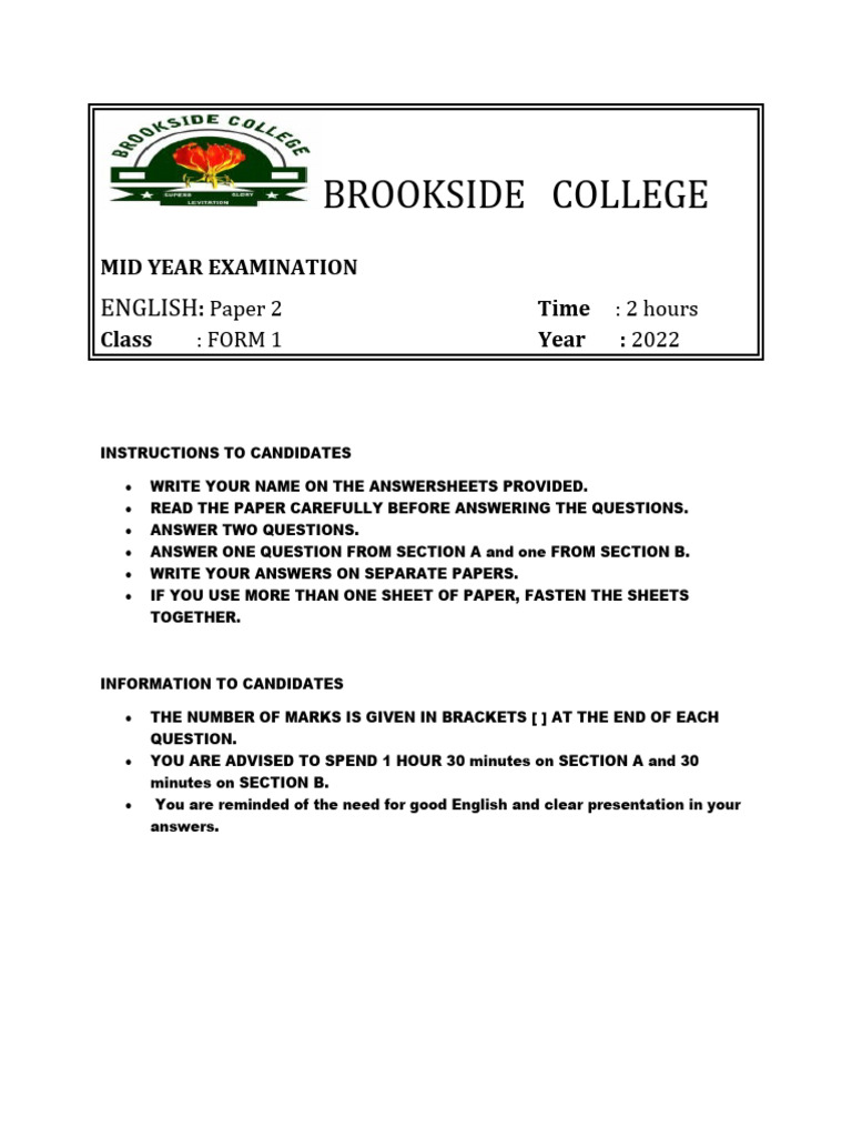 Form1Eng PPR 2 | PDF | Language Arts & Discipline