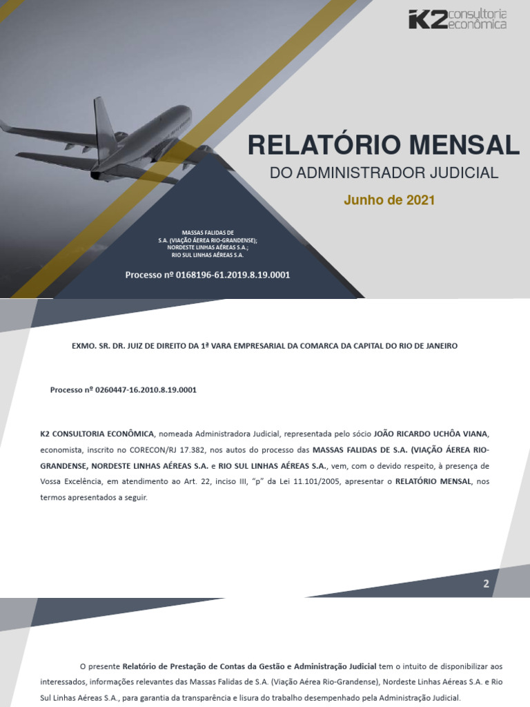 Relatório Mensal VARIG Junho 2021 Anexos Compressed | PDF | Falência | Crédito