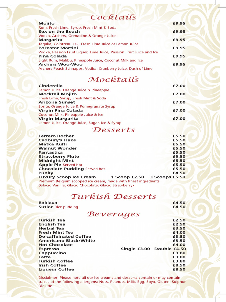 Sultan Sofrasi House Menu Leather Case | PDF | Turkish Cuisine | Salad
