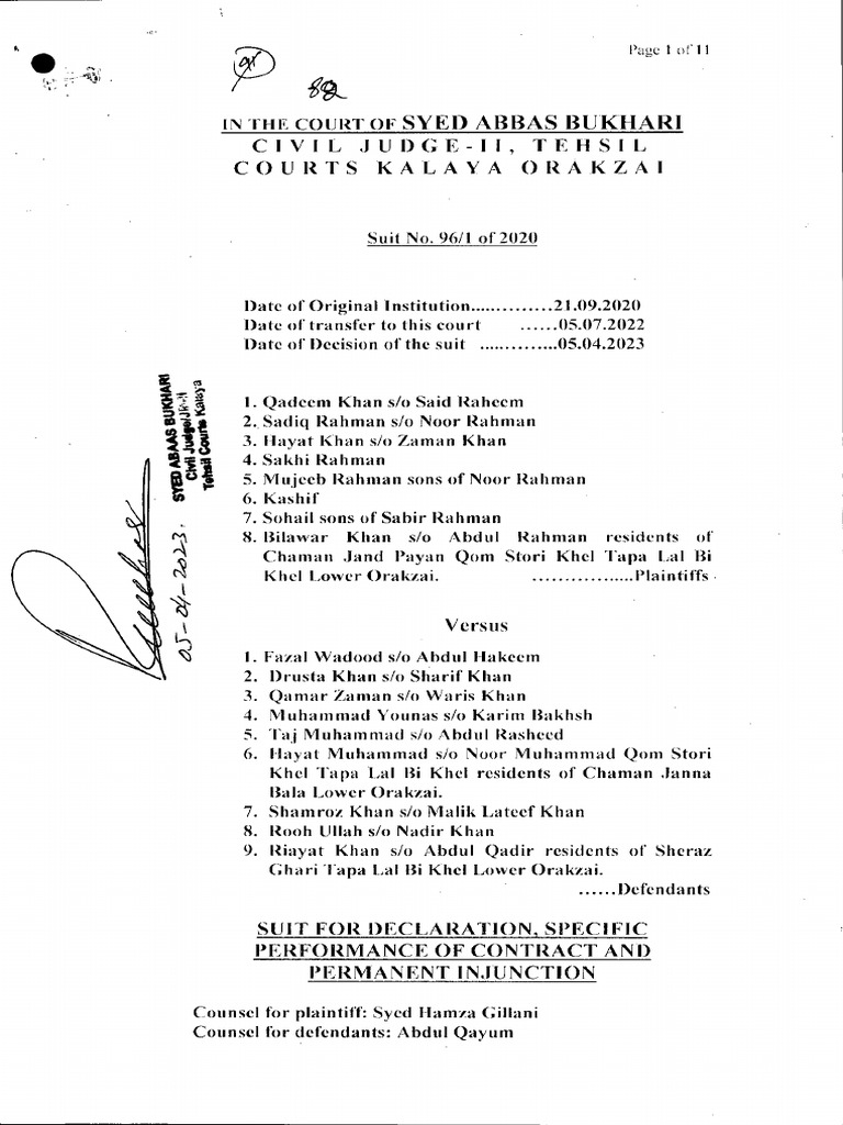 Suit for Declaration and Injunction | PDF | Private Law | Legal Concepts