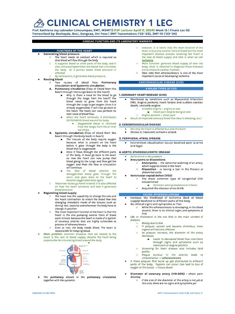 CC1 Lec F 02 Cardiac Function | PDF