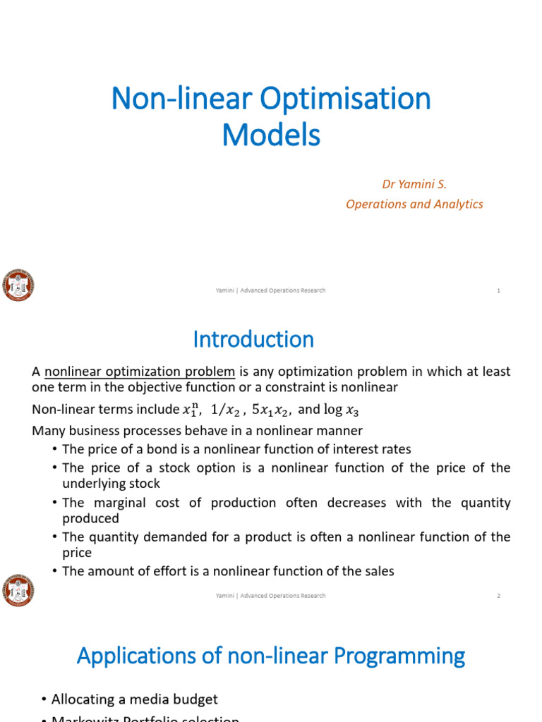 Nonlinear Optimization in Operations Research | PDF | Mathematical ...