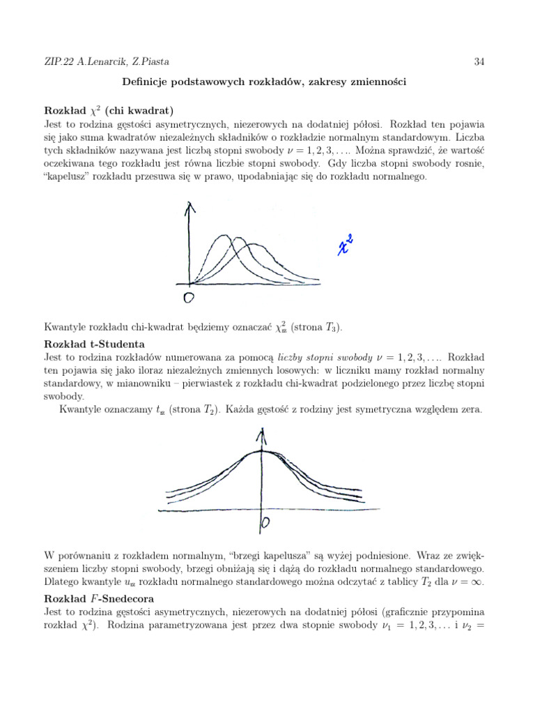 teoria 1 (Definicje podstawowych rozkładów, zakresy zmienności) | PDF