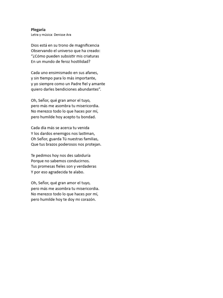 Plegaria - Letra | PDF