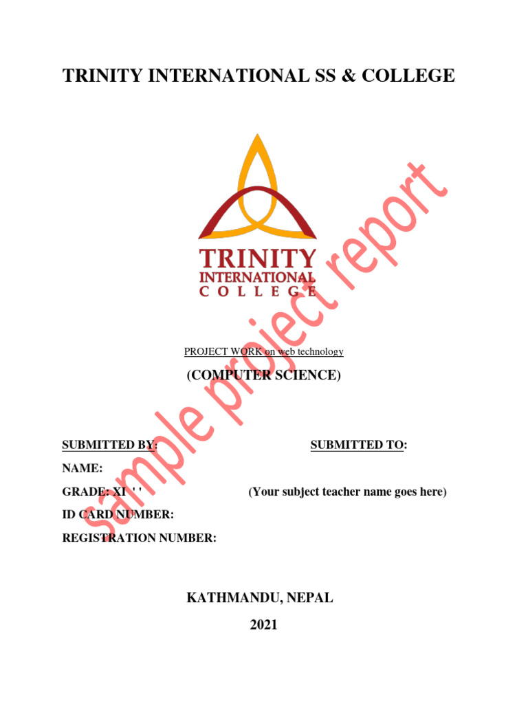 XI - Computer - Sample - Project Report | PDF | Html | Nepal