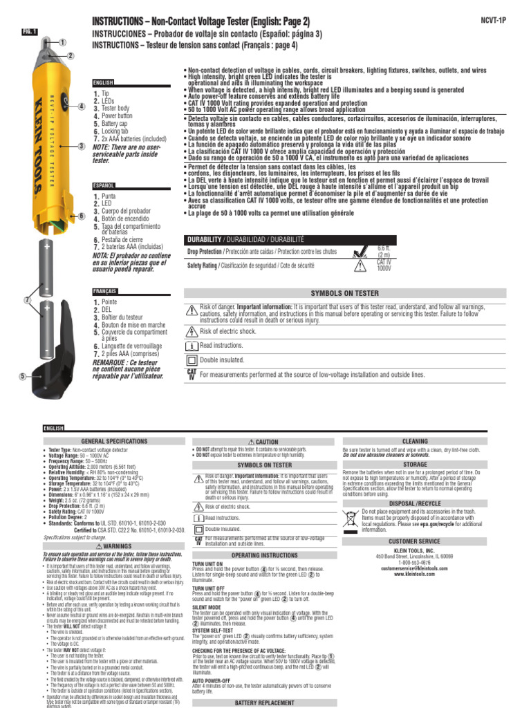 NCVT-1P Web Manual | PDF | Voltage | Electromagnetism