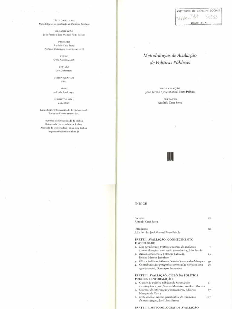 ICS - JFerrão - Metodologias de Avaliação de Políticas Públicas ...