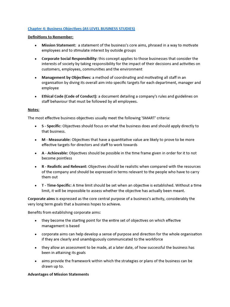 Chapter 4.business Objectives | PDF | Profit (Economics) | Shareholder ...