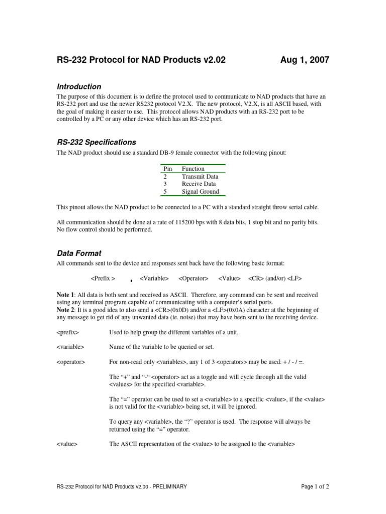 Nad rs232 2.02 | PDF | Computer Engineering | Computer Hardware
