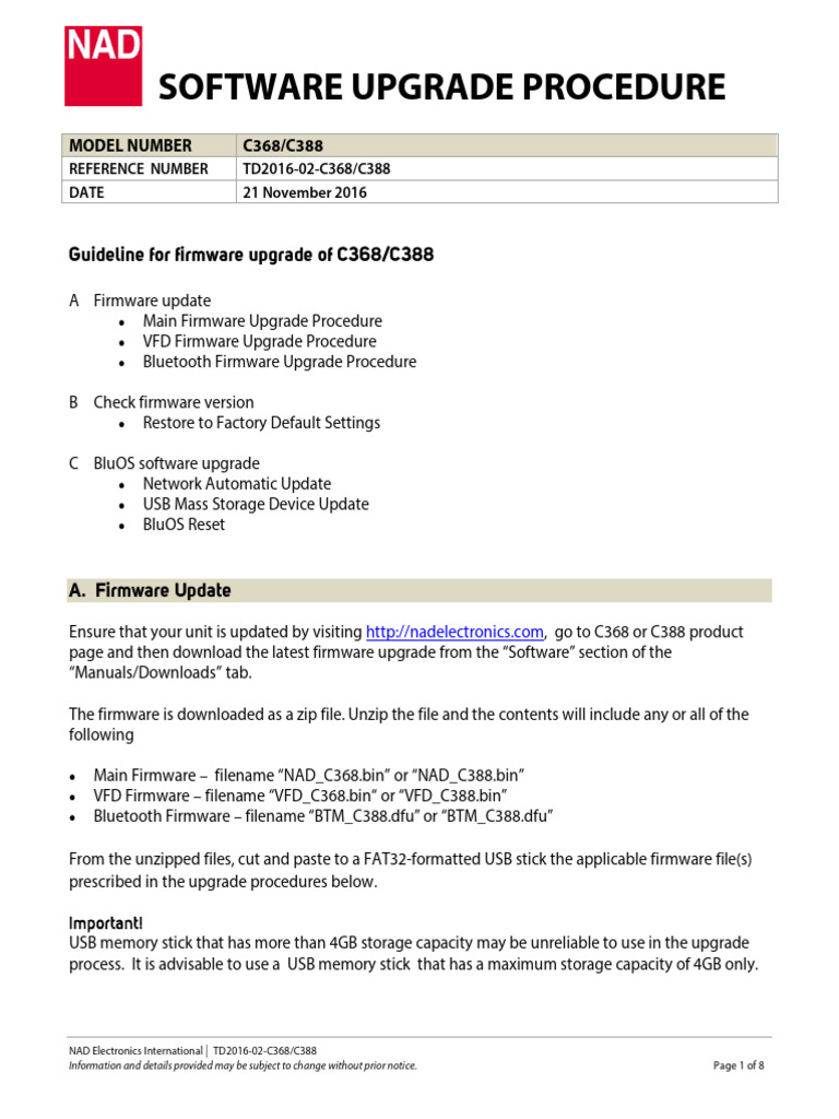 TD2016-02-C368 - C388 Software Upgrade Procedure | PDF | Usb Flash Drive | Usb