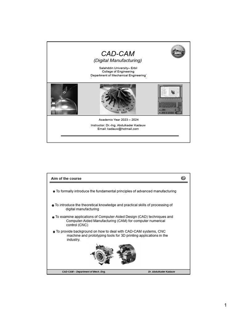 Cad Cam 1 | PDF | Numerical Control | Computer Aided Design