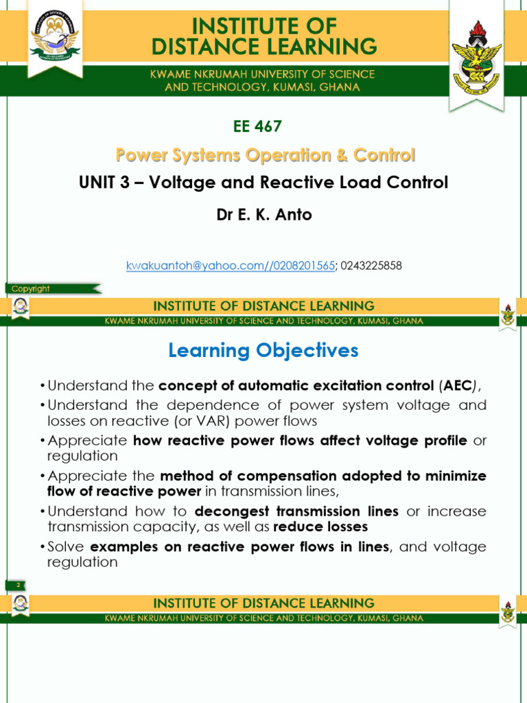 24-Idl-Ee 467-Unit 3-Voltage and Reactive Load Control | PDF | Ac Power ...