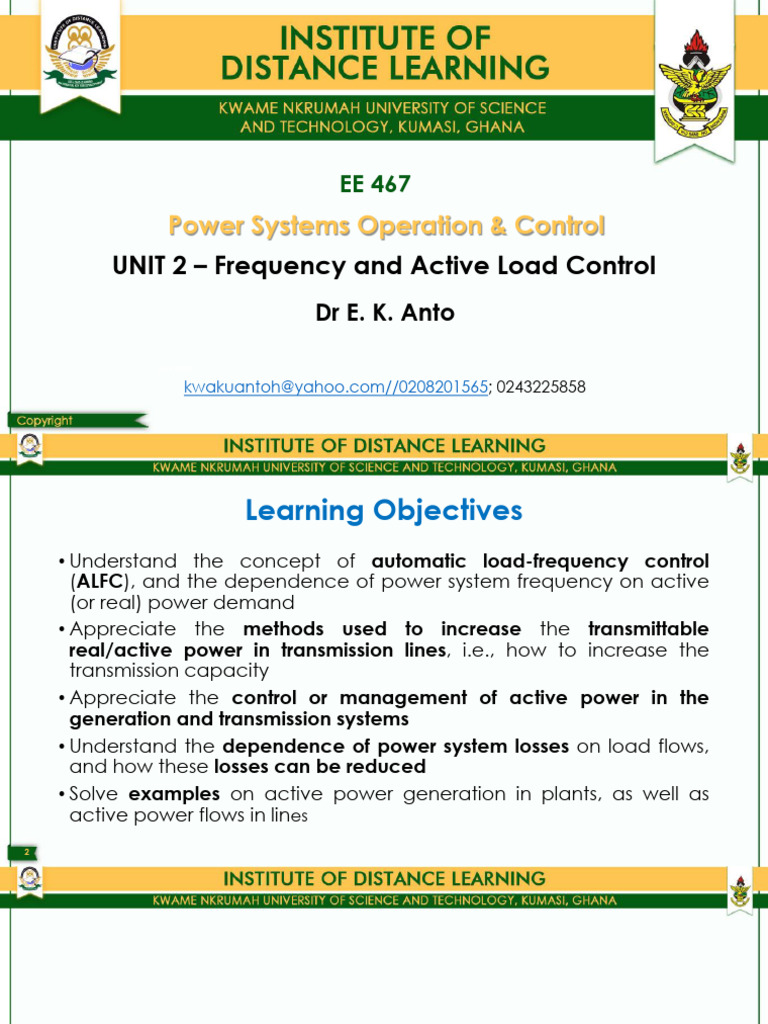 24-Idl-Ee 467-Unit 2-Frequency and Active Load Control | PDF | Electrical Impedance | Electric ...