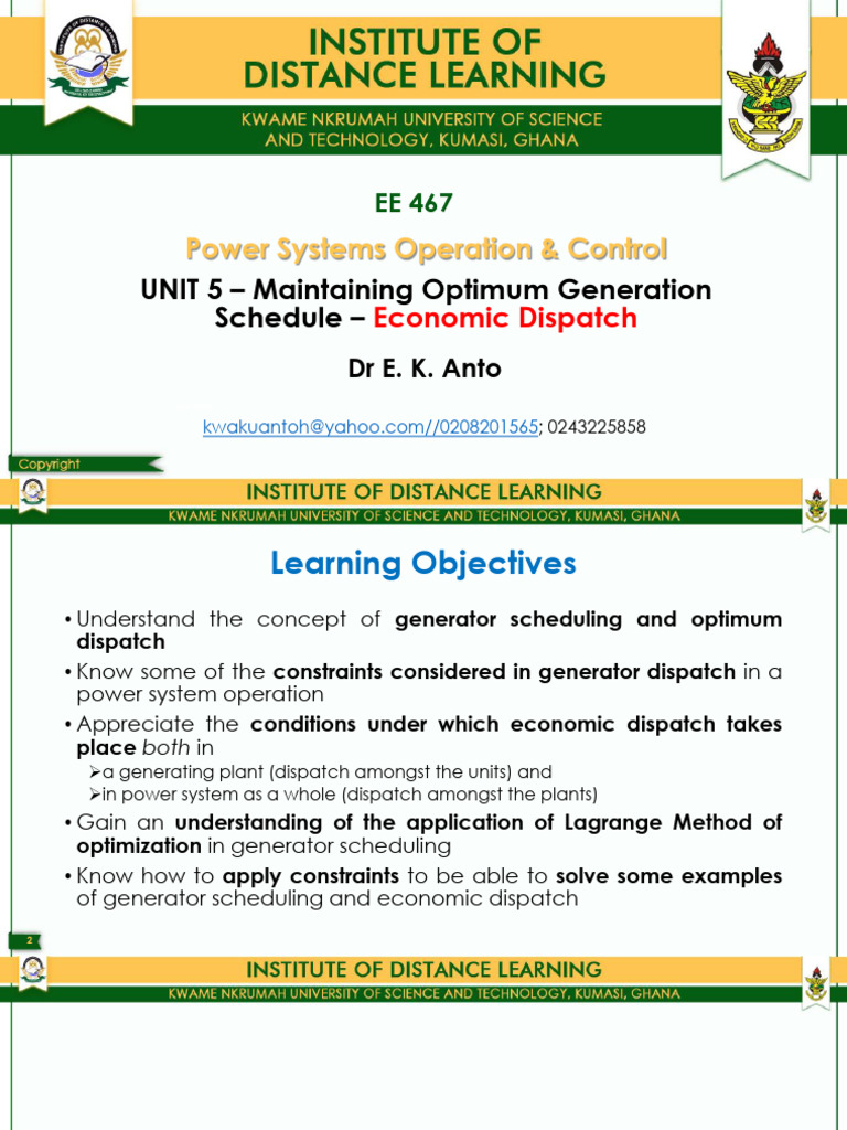 24-Idl-Ee 467-Unit 5-Maintaining Optimum Generation Schedule | Download Free PDF | Mathematical ...