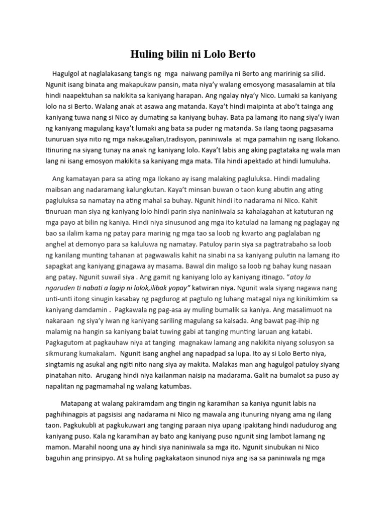 Huling Bilin Ni Lolo Berto | PDF