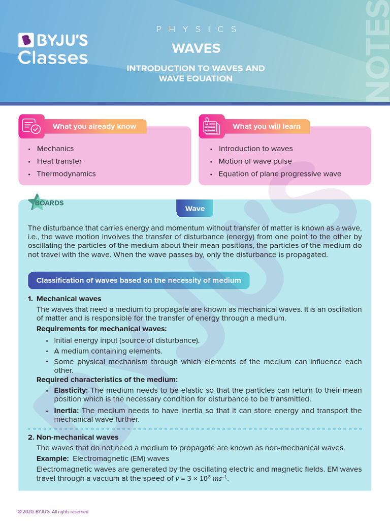 Waves. Byju's | PDF | Waves | Electromagnetic Radiation