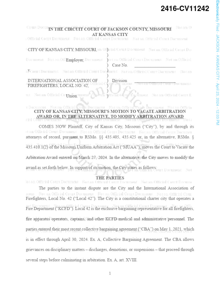 Motion To Vacate Arbitration Award - Dominic Biscari | PDF ...