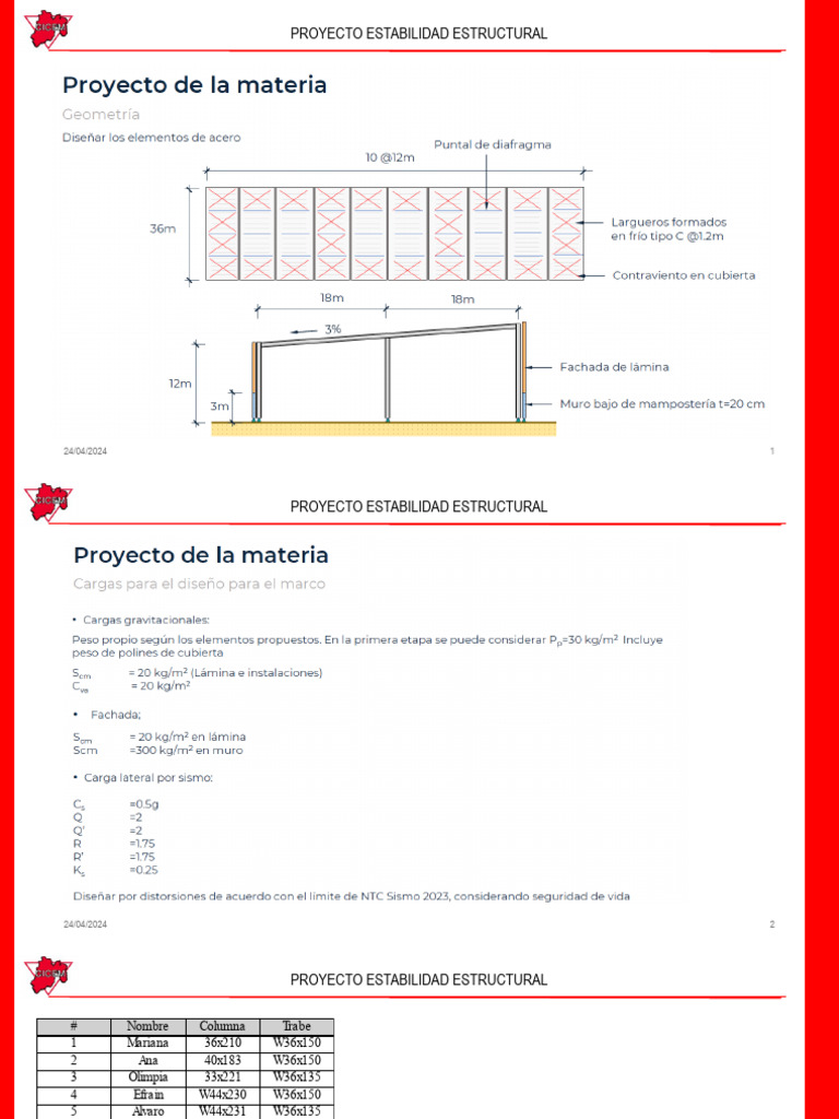 Proyecto de Estabilidad Estructural | PDF | Tecnología