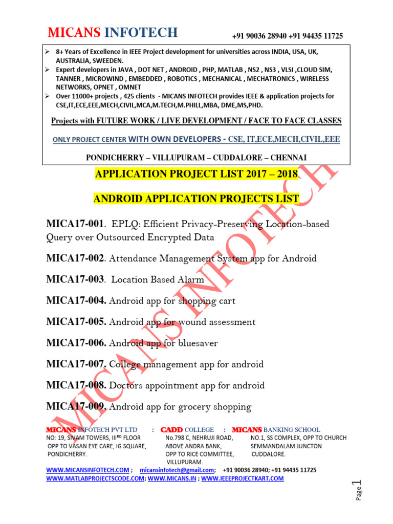 Ieee Projects Android Title List | PDF | World Wide Web | Internet & Web