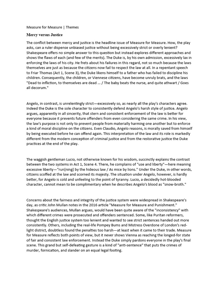 Themes in Measure for Measure | PDF | Justice | Crime & Violence