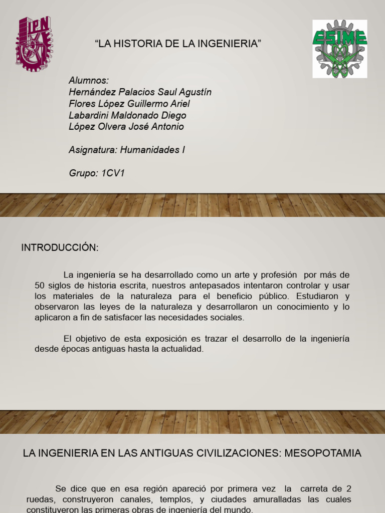Presentacion Historia de La Ingenieria | PDF | Ingeniería | Antigua Grecia