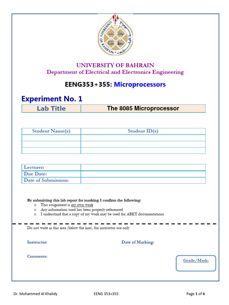 Lab Experiment No 1 | PDF | Central Processing Unit | Input/Output