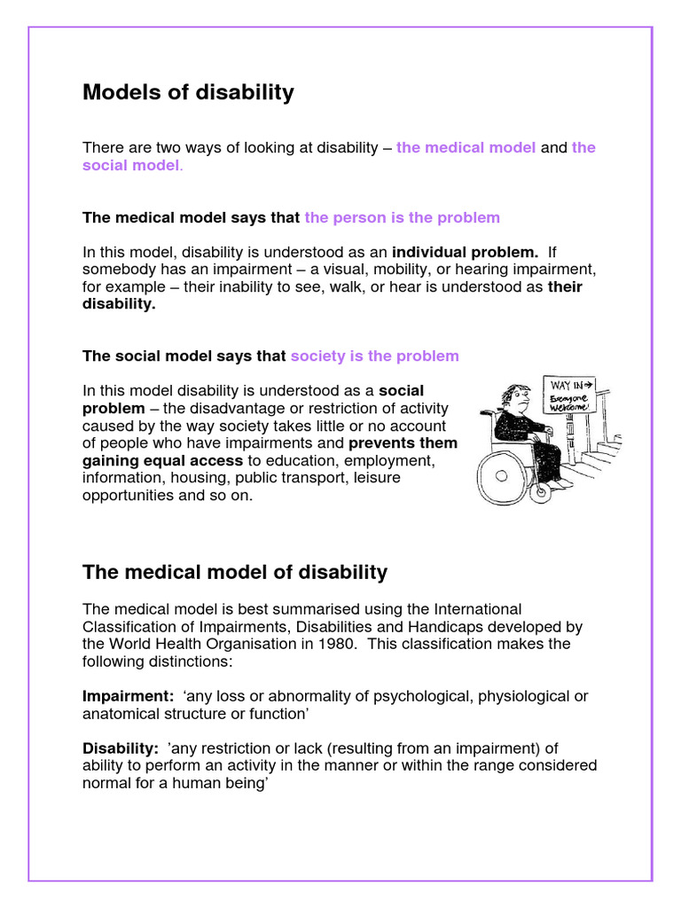 Handout Models of Disability | PDF | Disability | Intellectual Disability