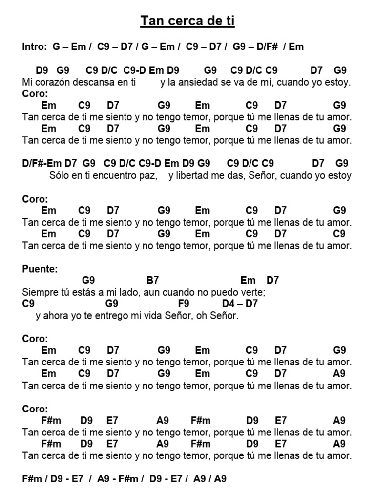 Tan cerca de ti - cifras | PDF